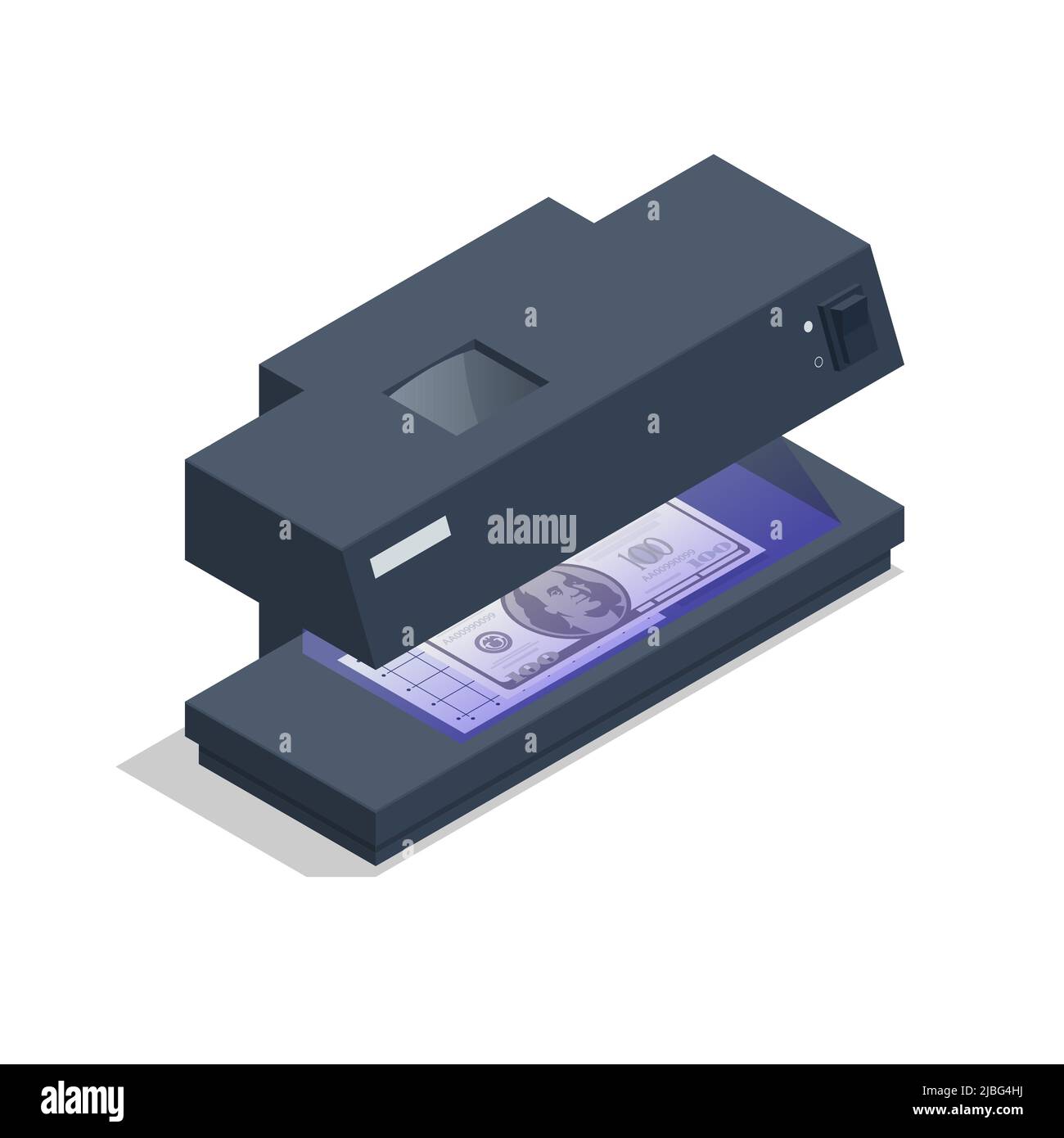 Isometric Currency Detector Isolated on White Background. Examining a ...