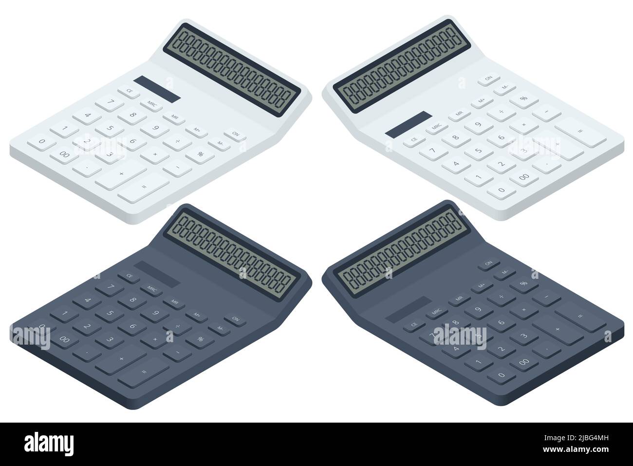 Isometric digital calculator on white background. Office calculator ...