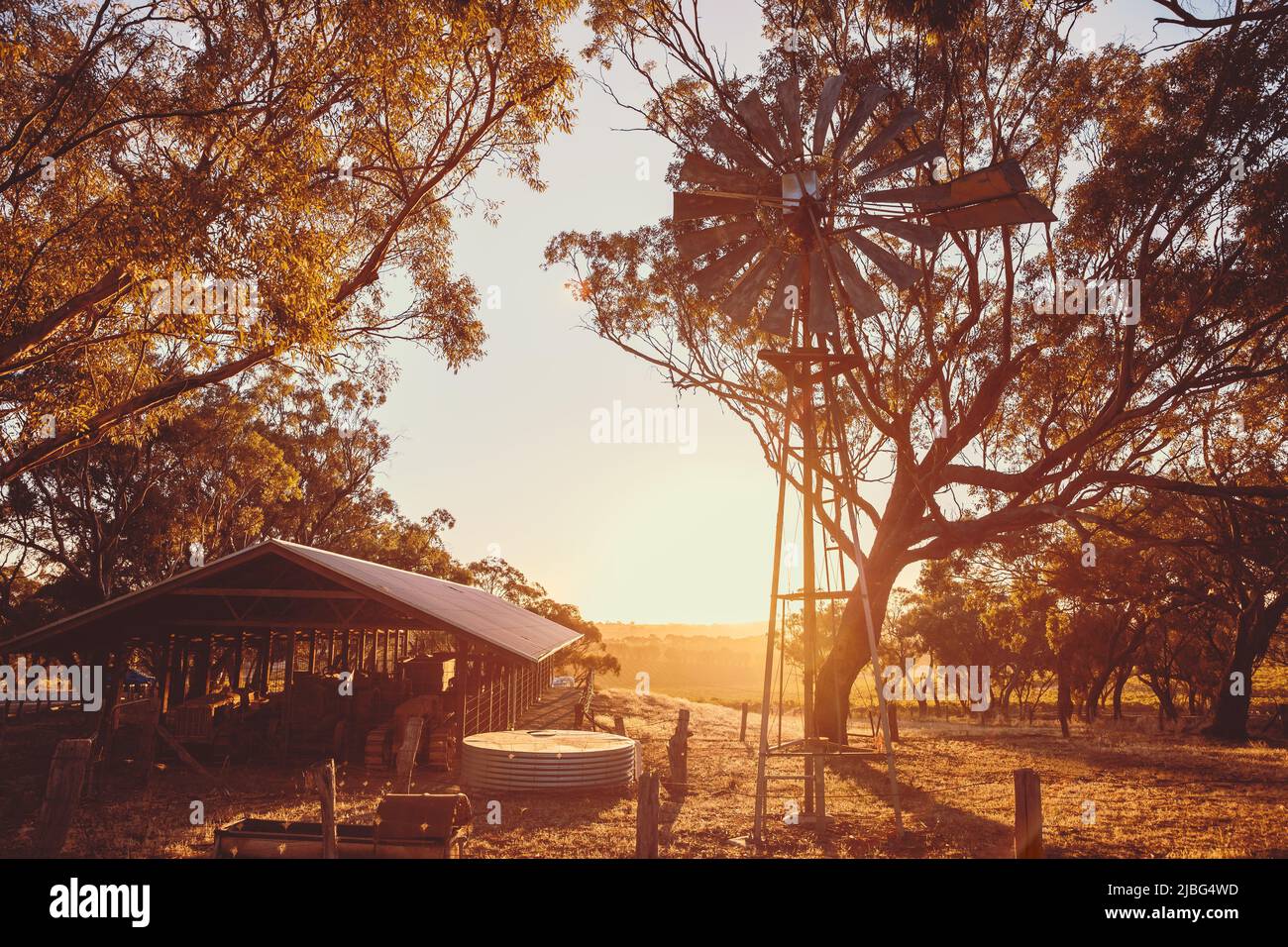 Old rusty windmill on a farm in McLaren Valley at sunset, South ...