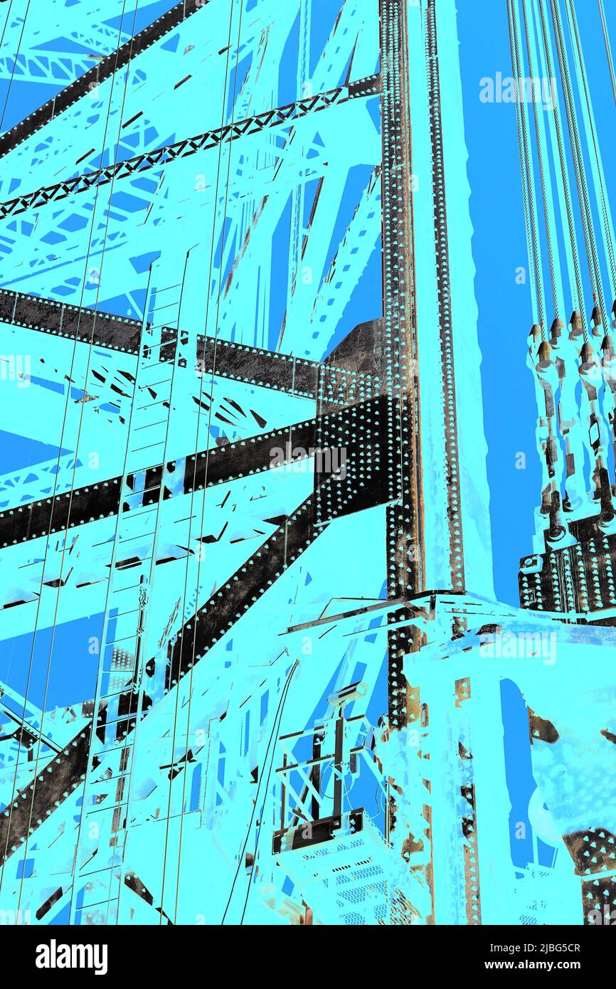 A very tall steel truss structure standing in the industrial district ...