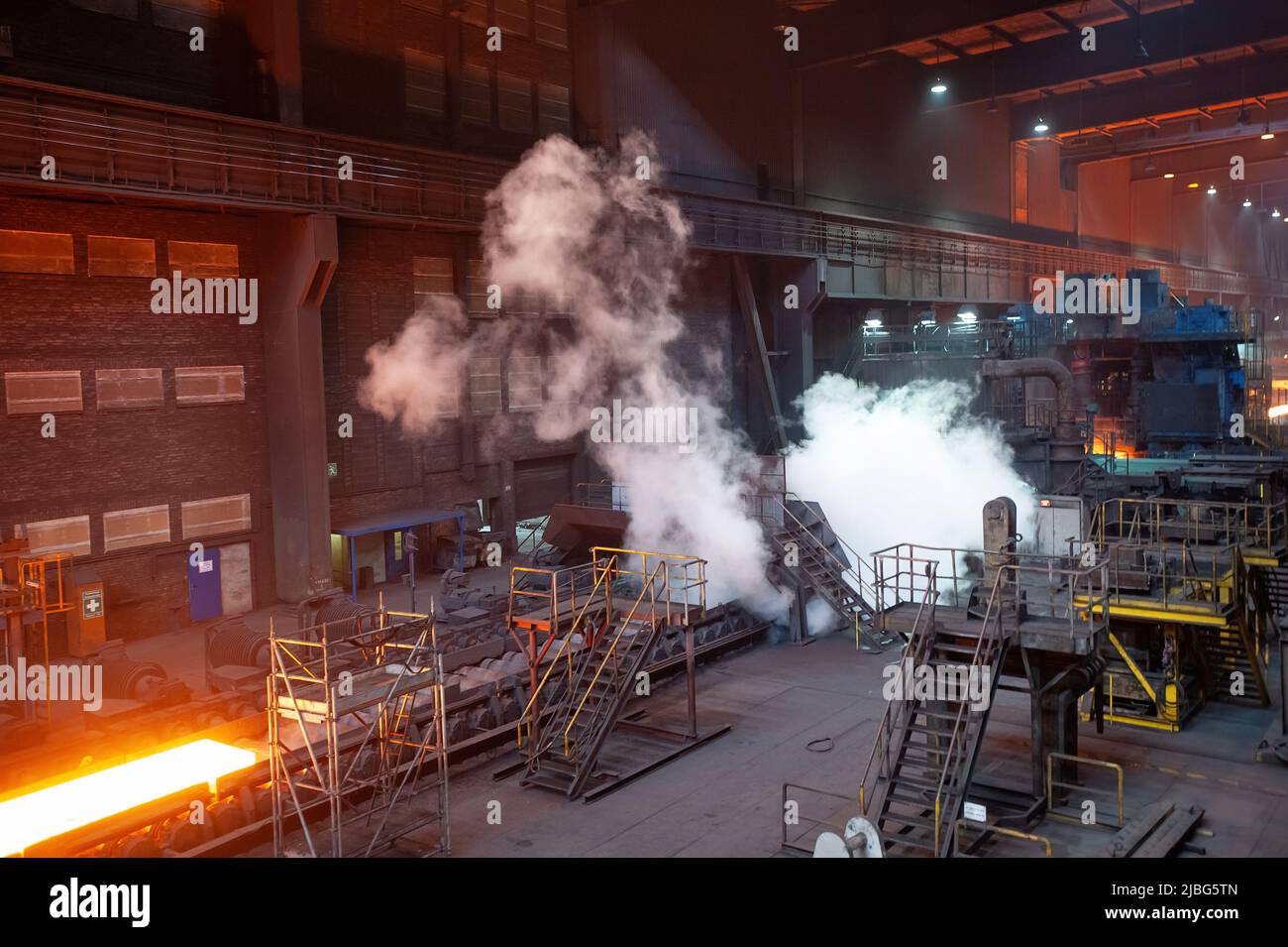Metallurgical factory in Germany, hot rolled metal conveyor, sheet ...