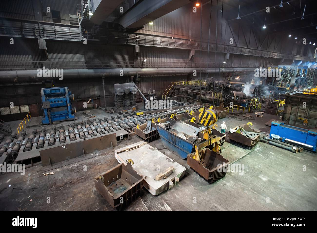 Metallurgical factory in Germany, hot rolled metal conveyor, sheet ...