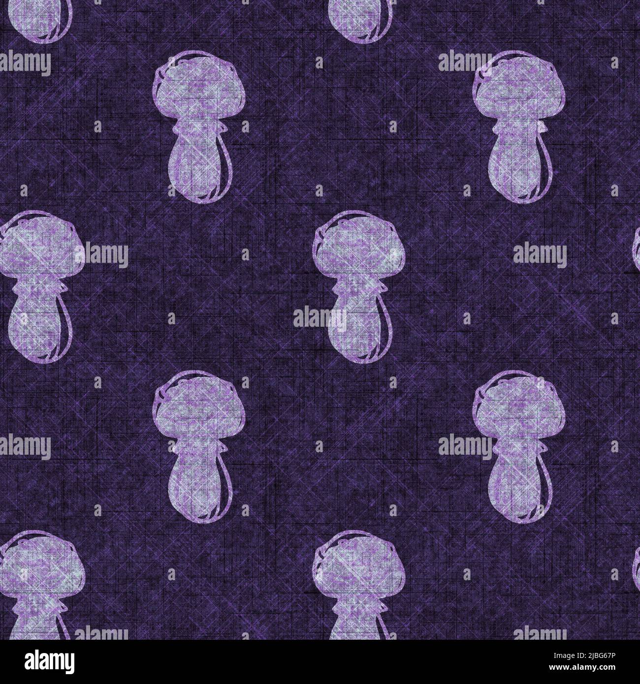 Mushroom seamless hand drawn linen style pattern. Organic fungi natural ...