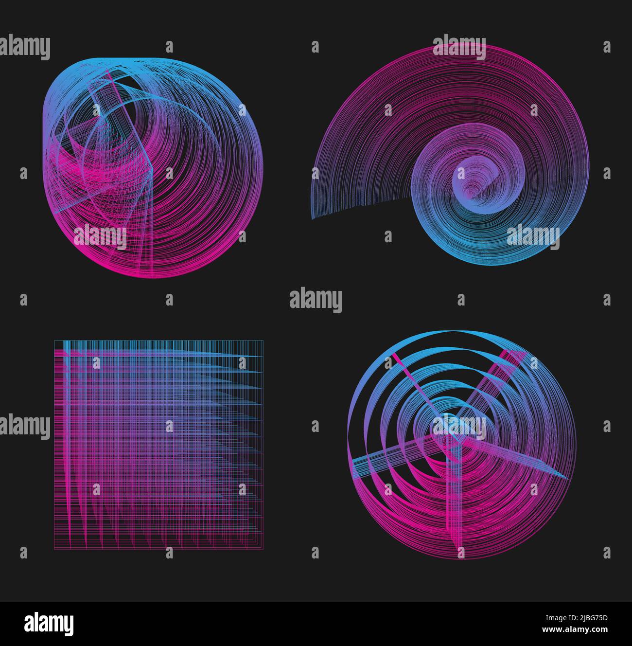 Wave retro punk design element. Technology round on black background ...