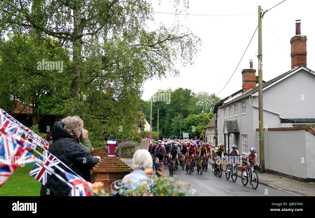 Riders pass through the village of Bildeston during stage one of The ...