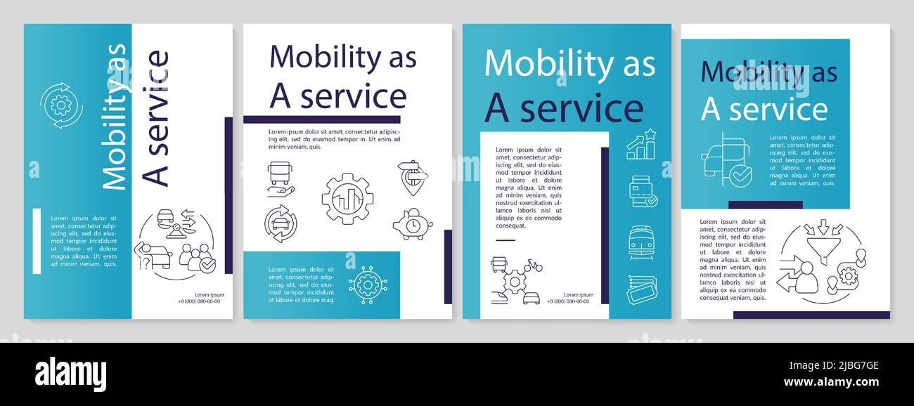 Mobility as service for passengers blue brochure template Stock Vector ...