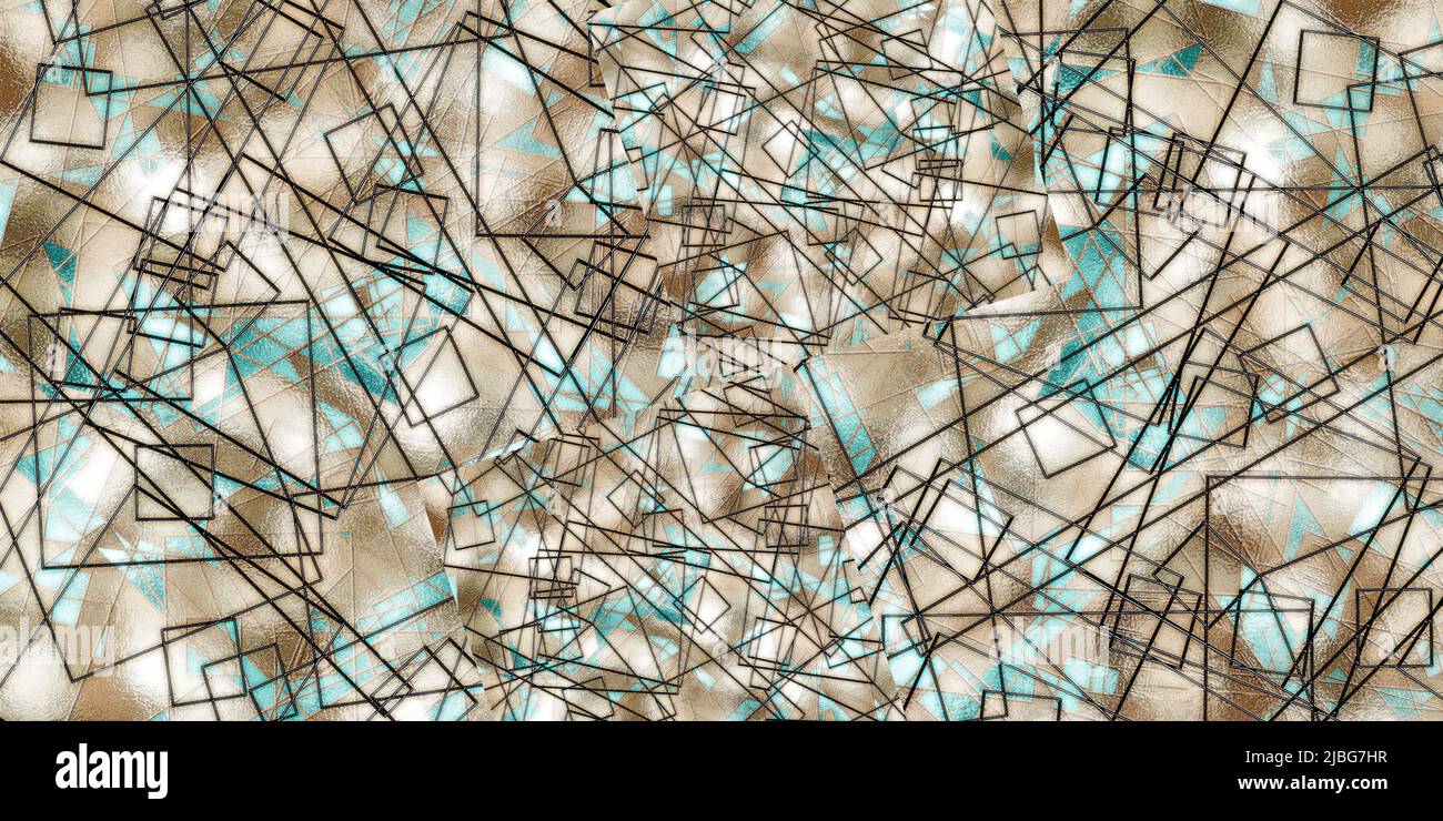modern abstract geometric triangular lines background in gold turquoise colours. Beautiful ...