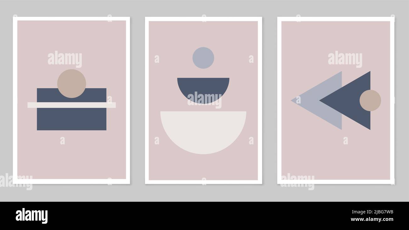 Vector illustration. Boho style. A set of abstract posters. Mid-century ...