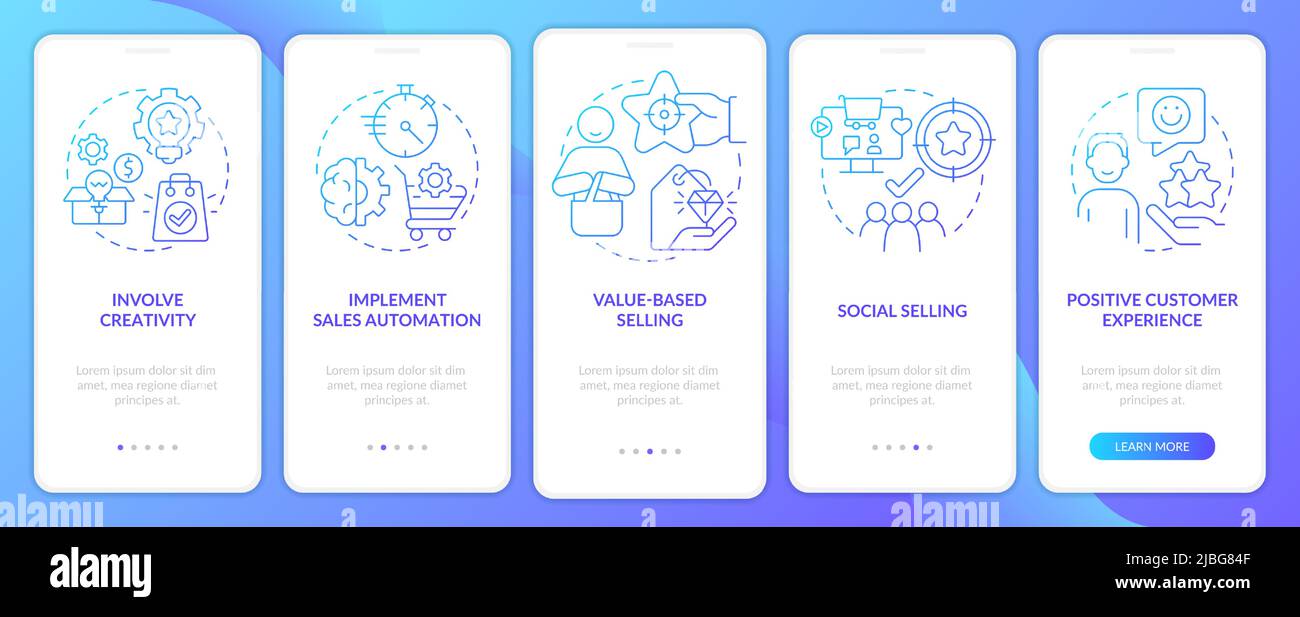 Selling tendencies blue gradient onboarding mobile app screen Stock ...