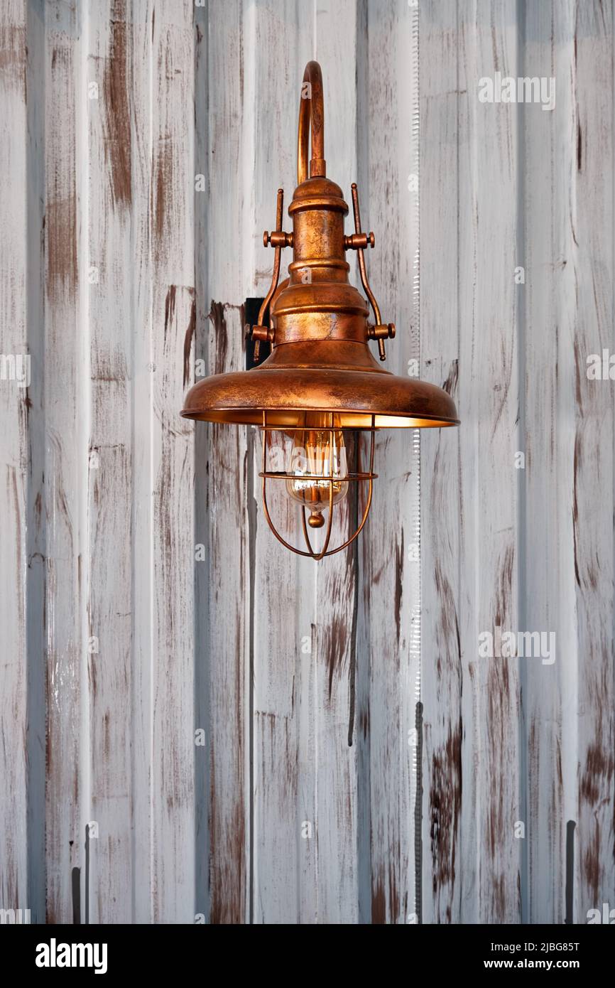 Outdoor Copper Electric Wall Sconce with Etched Seedy Glass on ...
