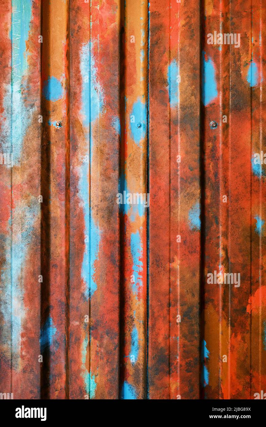 Multicolored grunge galvanized steel wall plate texture. Seamless ...