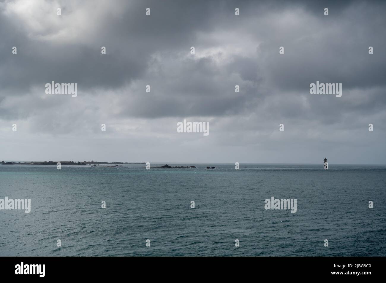 The Phare de Kereon or Kereon lighthouse in the Ouessant Islands off ...
