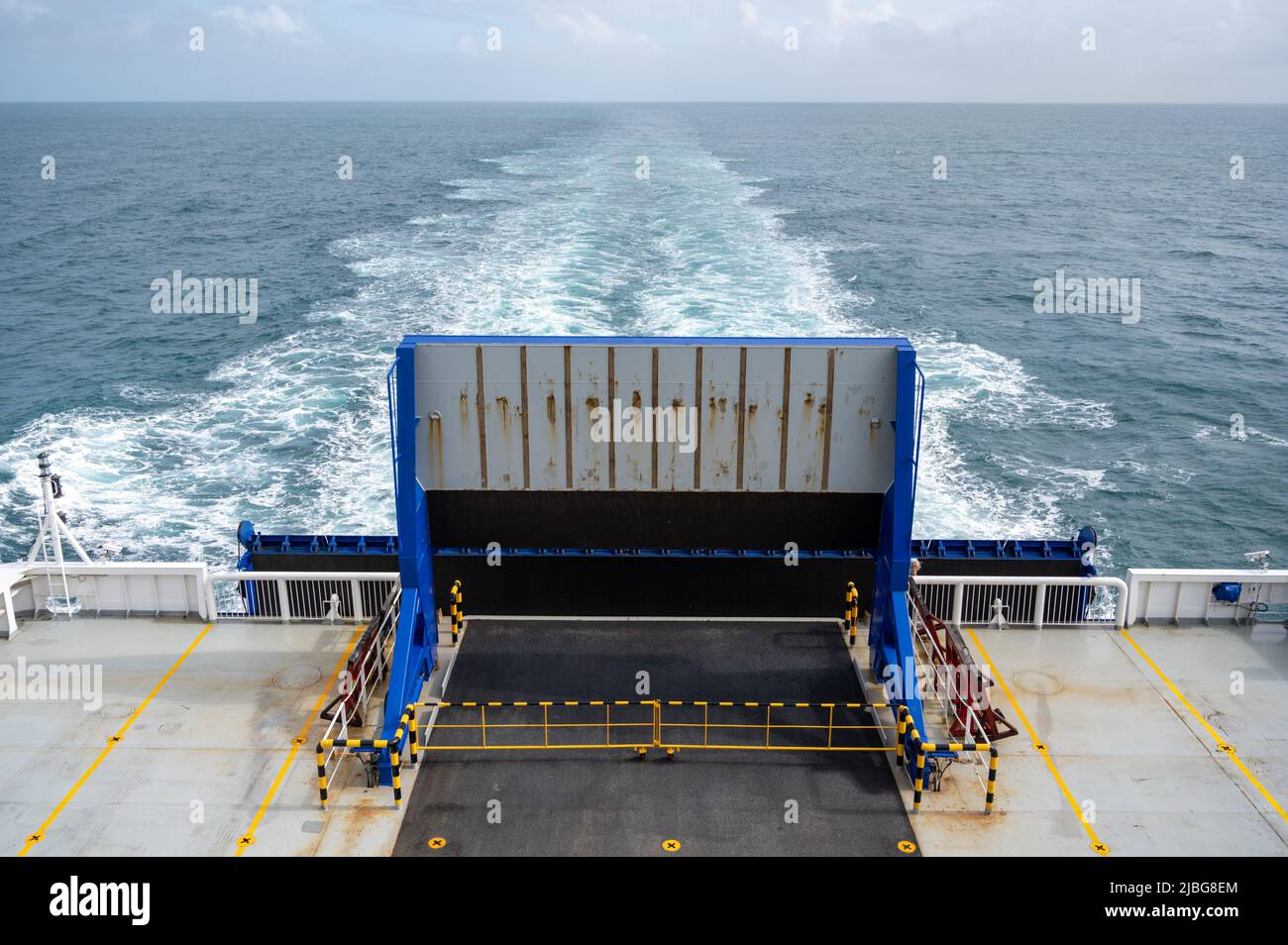 A view form the rear or stern of the Brittany Ferries ship Galicia en ...