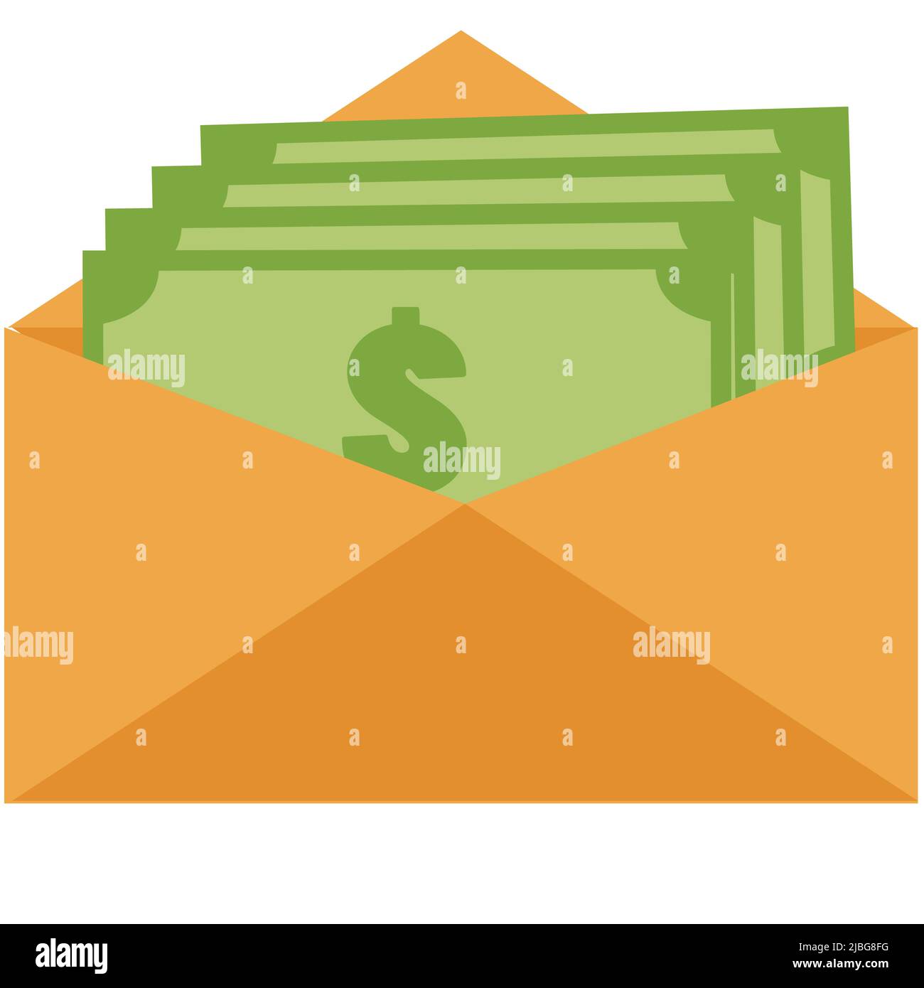 opened envelope with money on white background. dollar bills in yellow ...