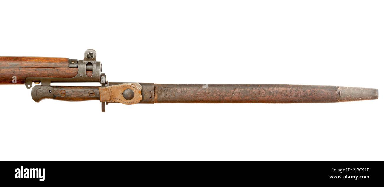 Military rifle bayonet isolated on white Stock Photo - Alamy