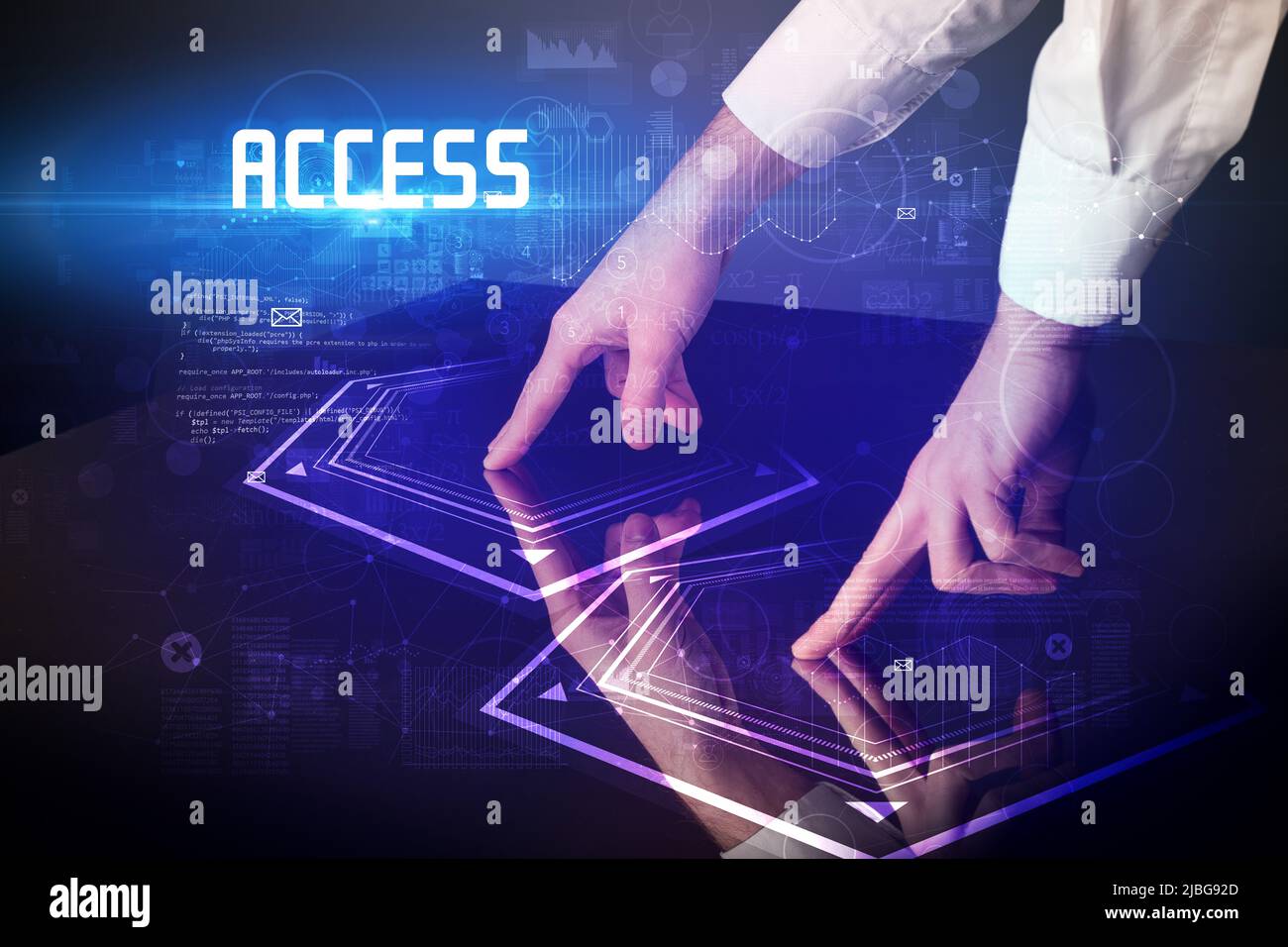 Hand touching digital table concept Stock Photo - Alamy