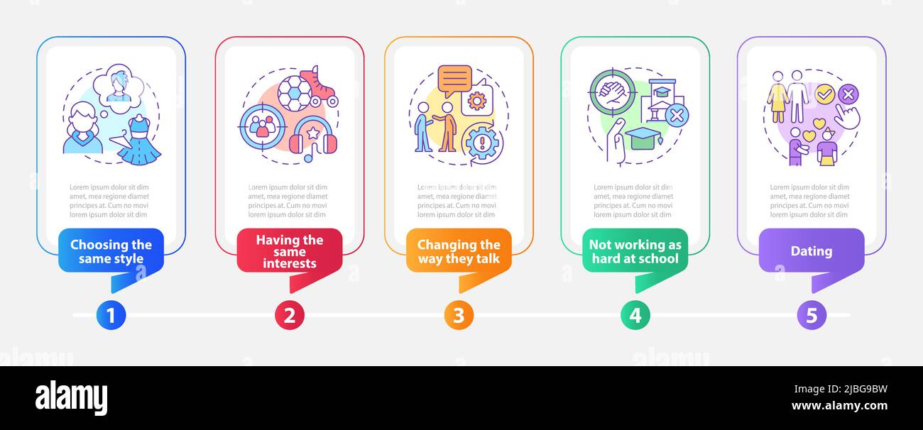 Peer pressures of being teenager rectangle infographic template Stock ...