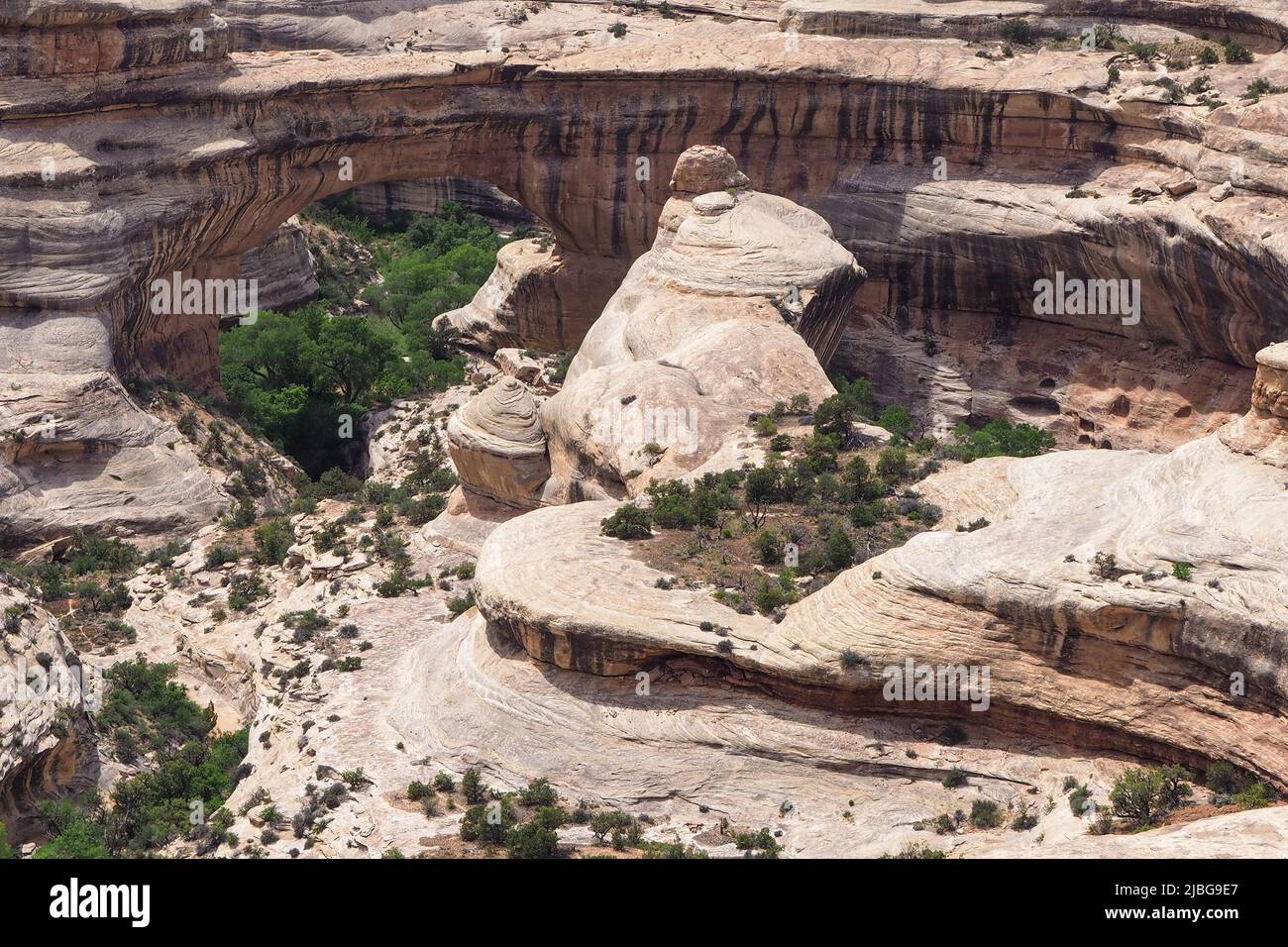 High angle view of natural Sipapu Bridge in White Canyon. Natural ...