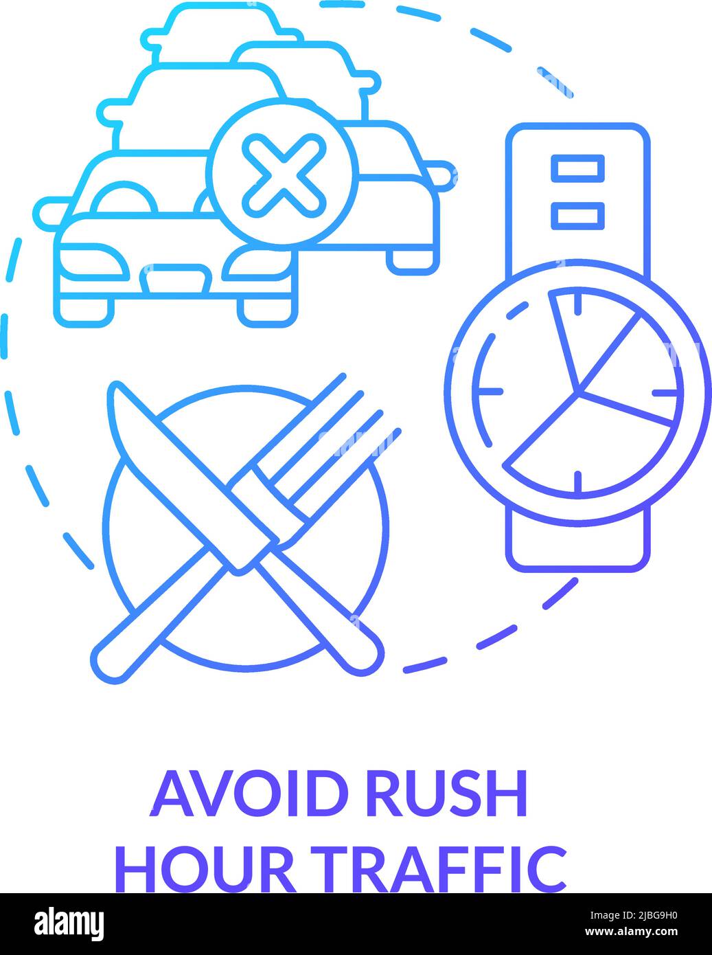 Avoid rush hour traffic blue gradient concept icon Stock Vector Image ...