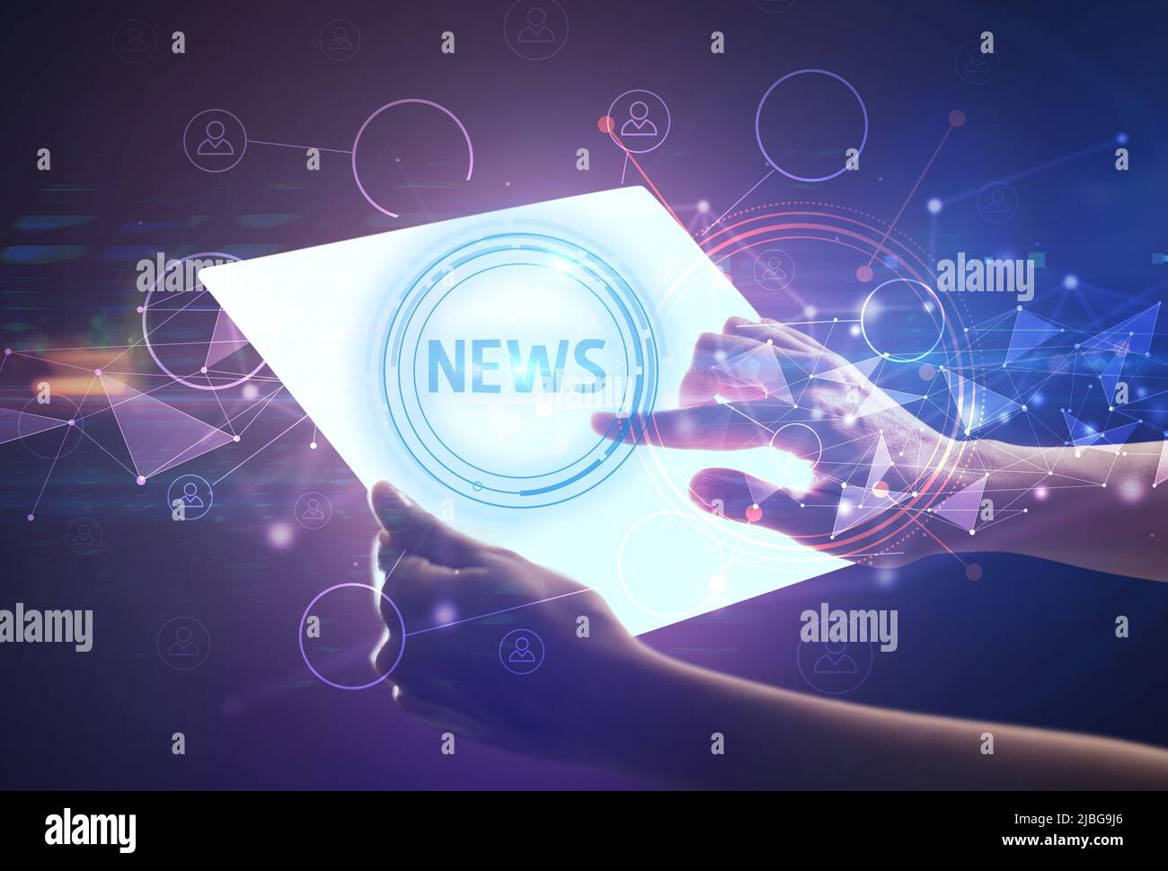 Hand holdig futuristic tablet concept Stock Photo - Alamy