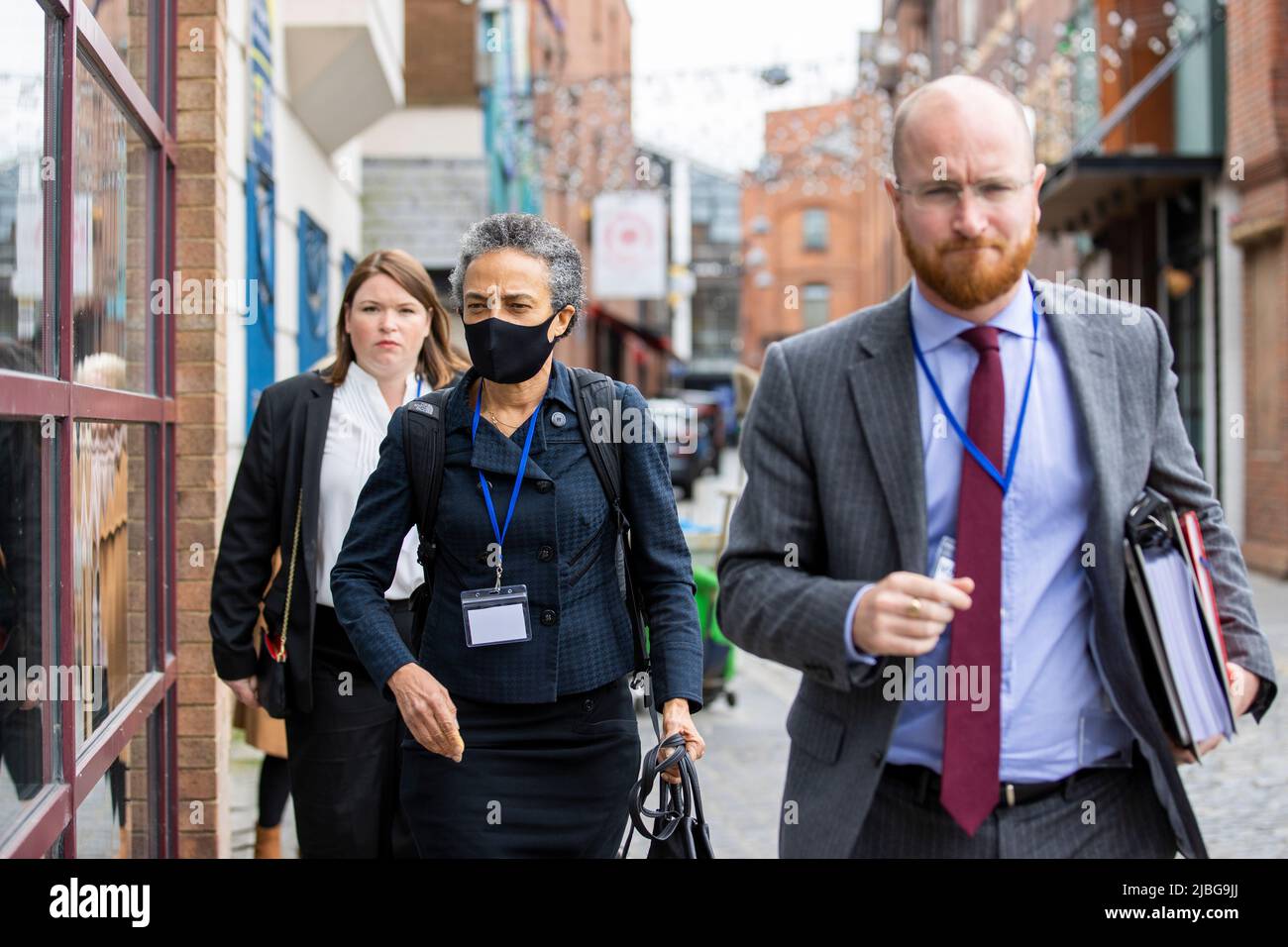 Monye Anyadike-Danes QC (centre) arriving at the Corn Exchange ...