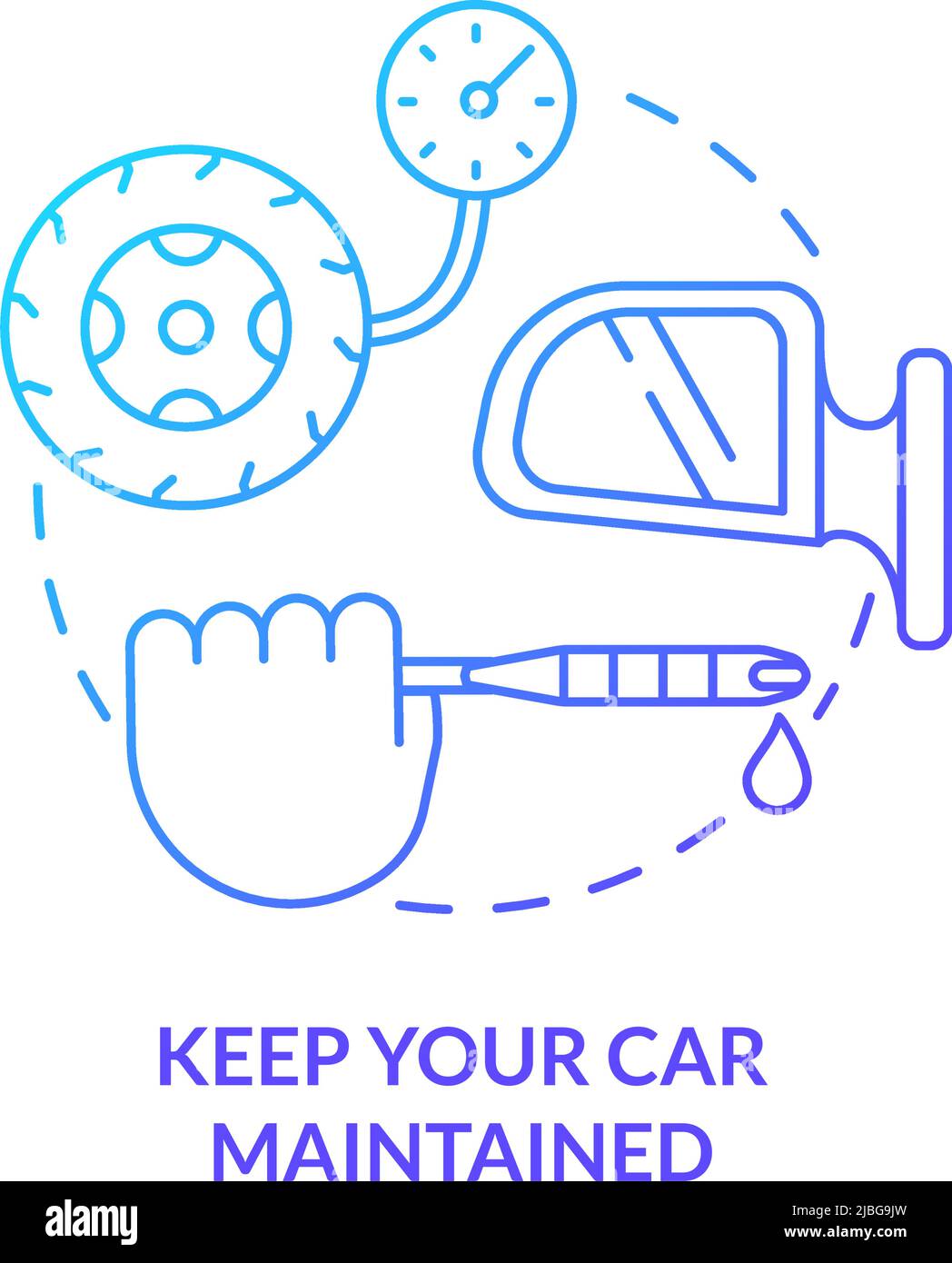 Keep your car maintained blue gradient concept icon Stock Vector Image ...