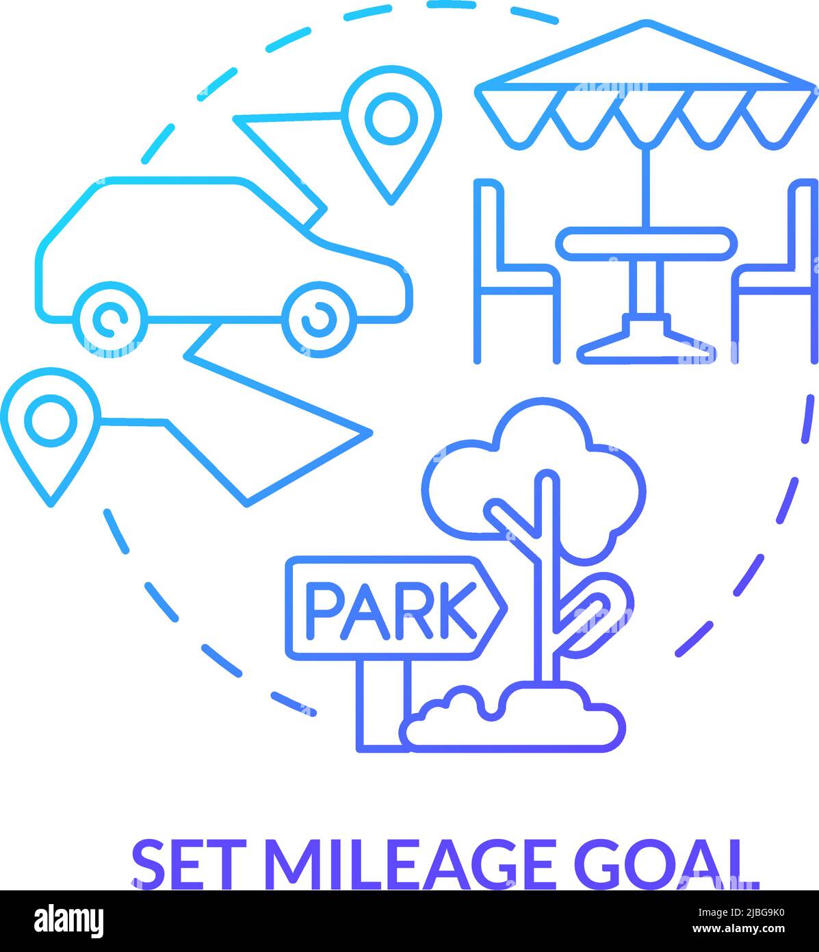 Set mileage goal blue gradient concept icon Stock Vector Image & Art ...