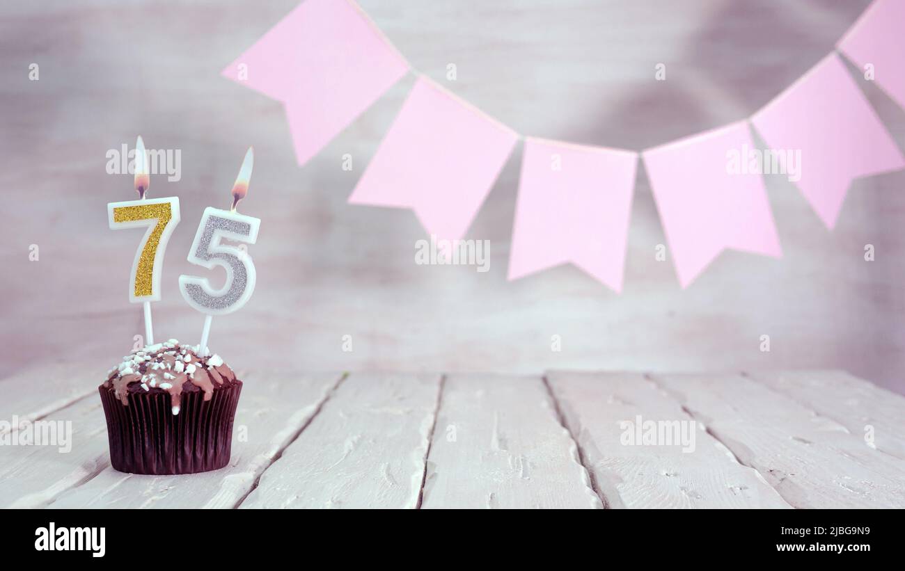 Birthday number. Festive background for a girl or woman with a muffin ...
