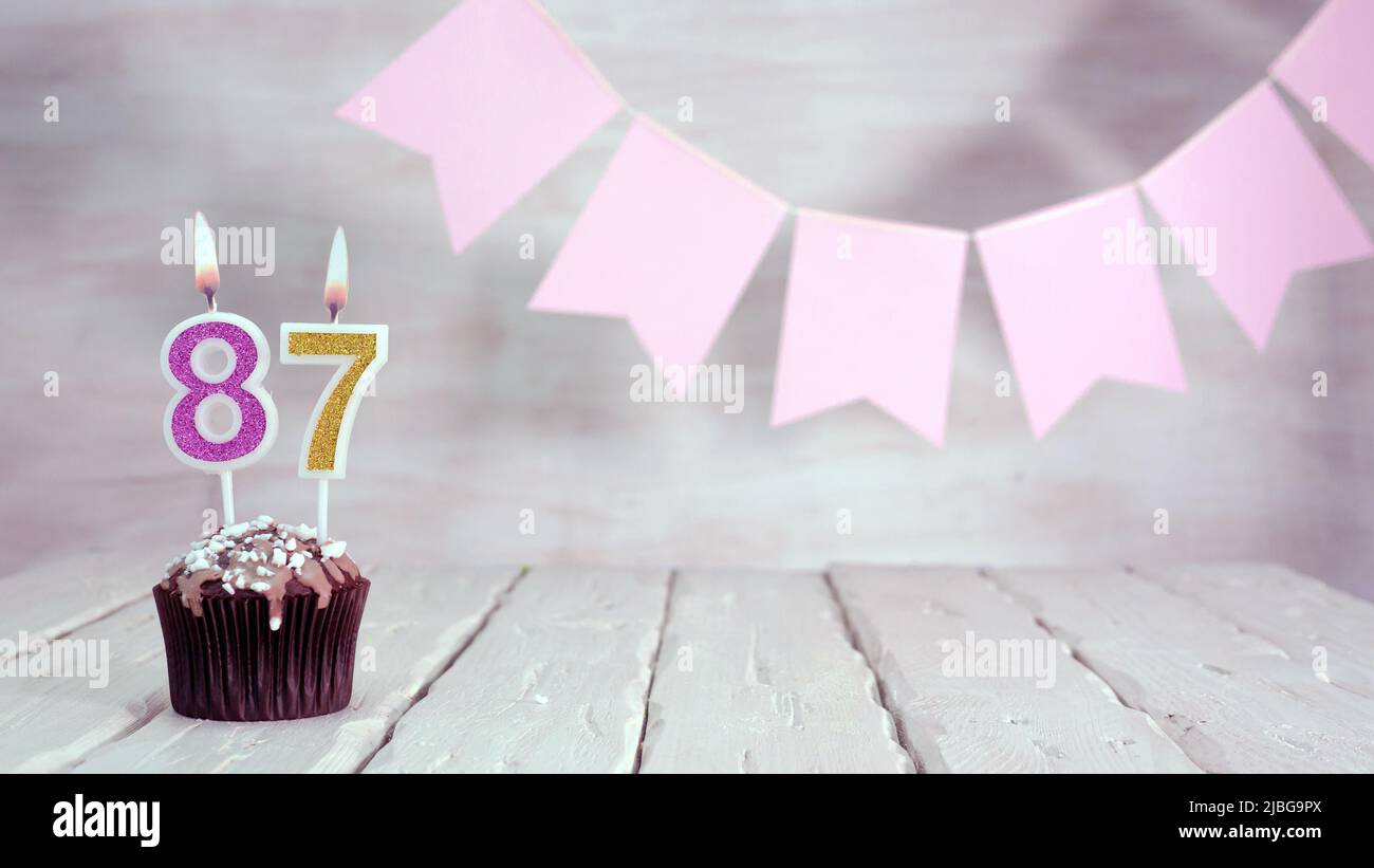 Birthday number. Festive background for a girl or woman with a muffin ...