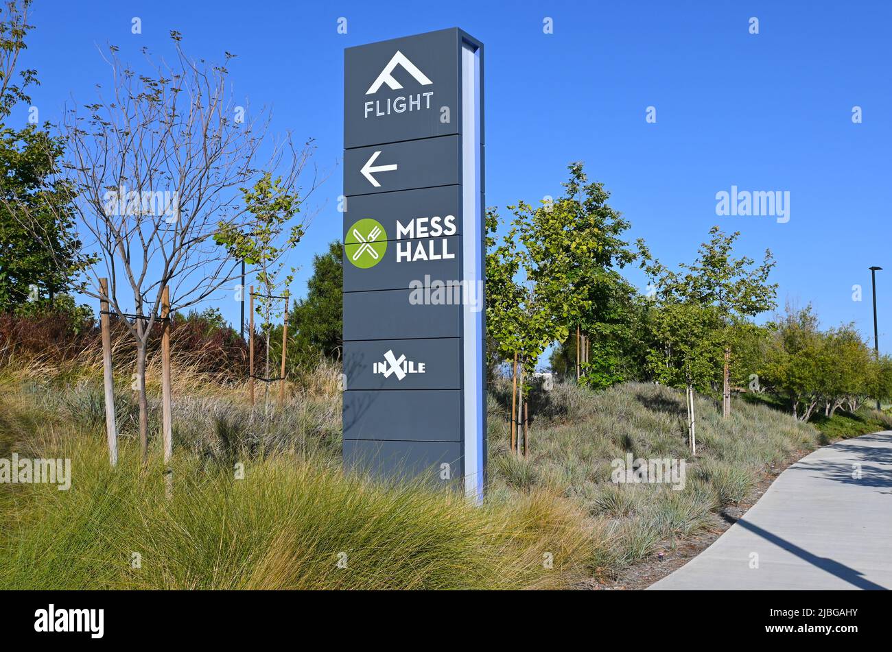 TUSTIN, CALIFORNIA - 5 JUNE 2022: Direction sigs at Flight at Tustin ...