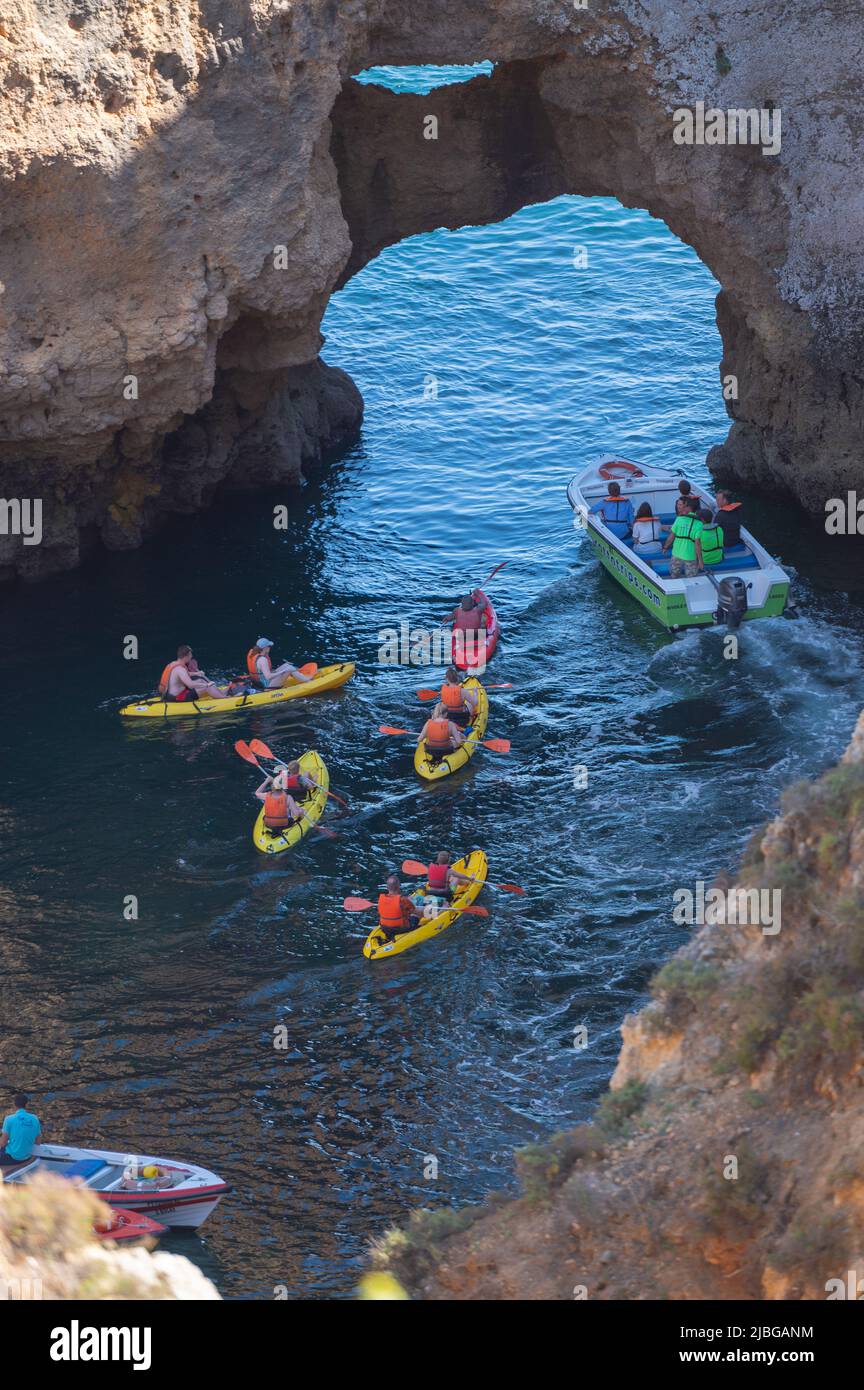 Lagos, Portugal. 2022 May 06 . Kayak excursions to visit the caves of ...