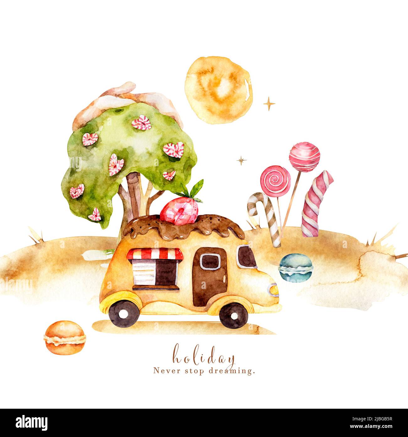 Sweet land watercolor illustration isolated on white background ...