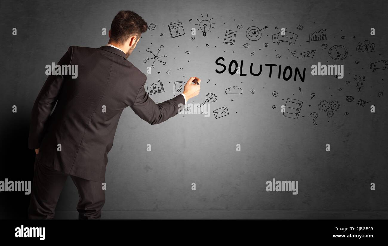 businessman drawing a creative idea sketch Stock Photo - Alamy