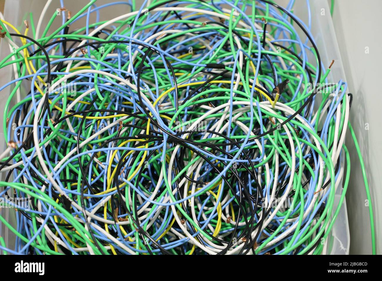 Tangled, disorganized and several strands of light, with different ...