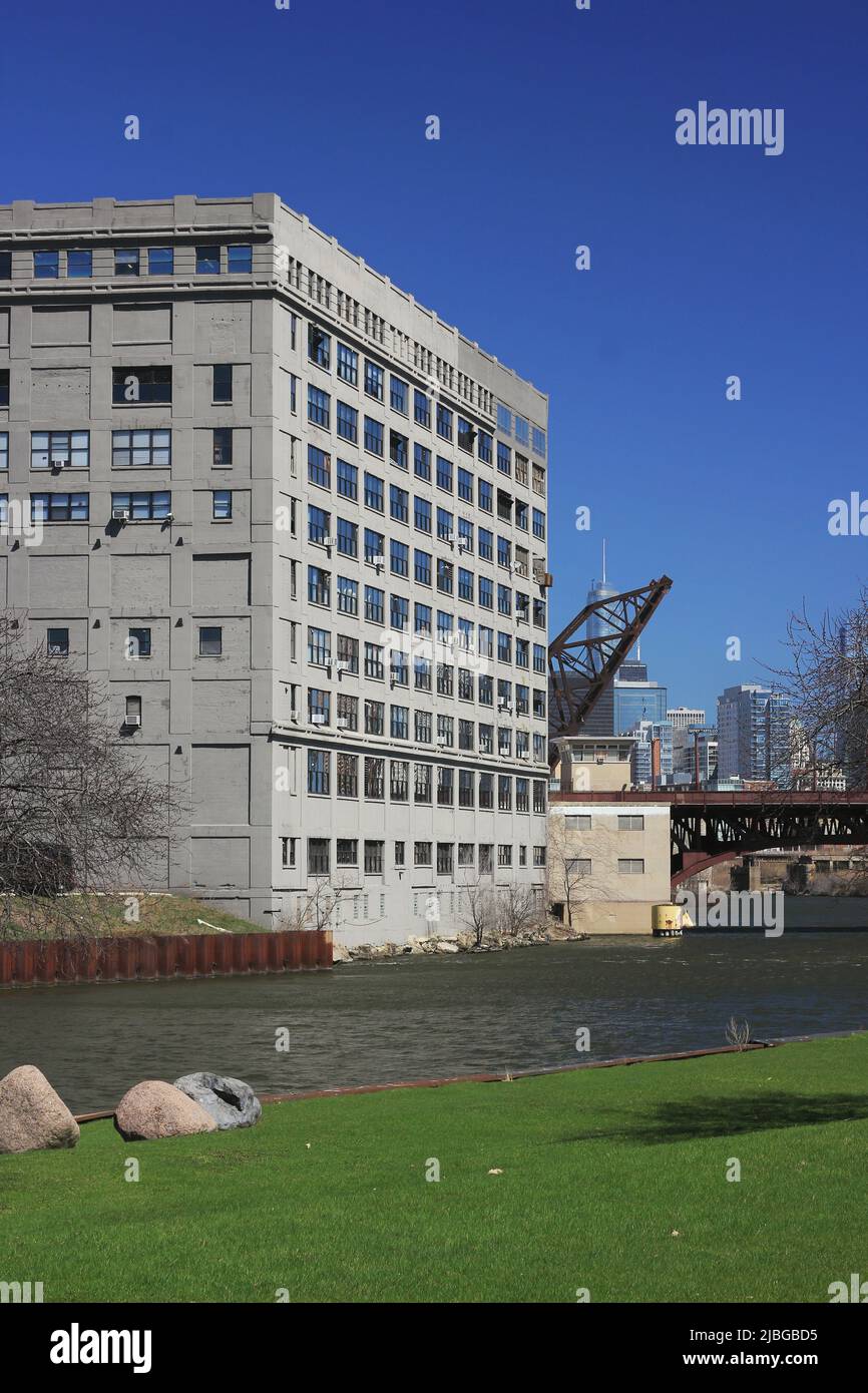 Vintage factory warehouse building in the industrial district Stock ...