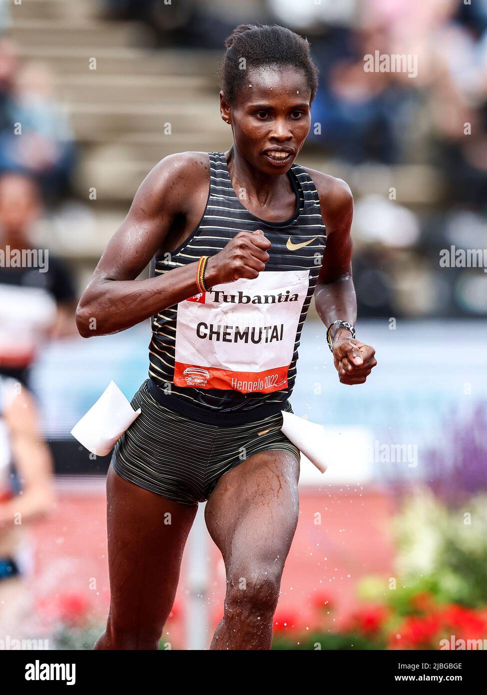 2022-06-06 15:24:27 HENGELO - Peruth Chemutai in action on the women's ...
