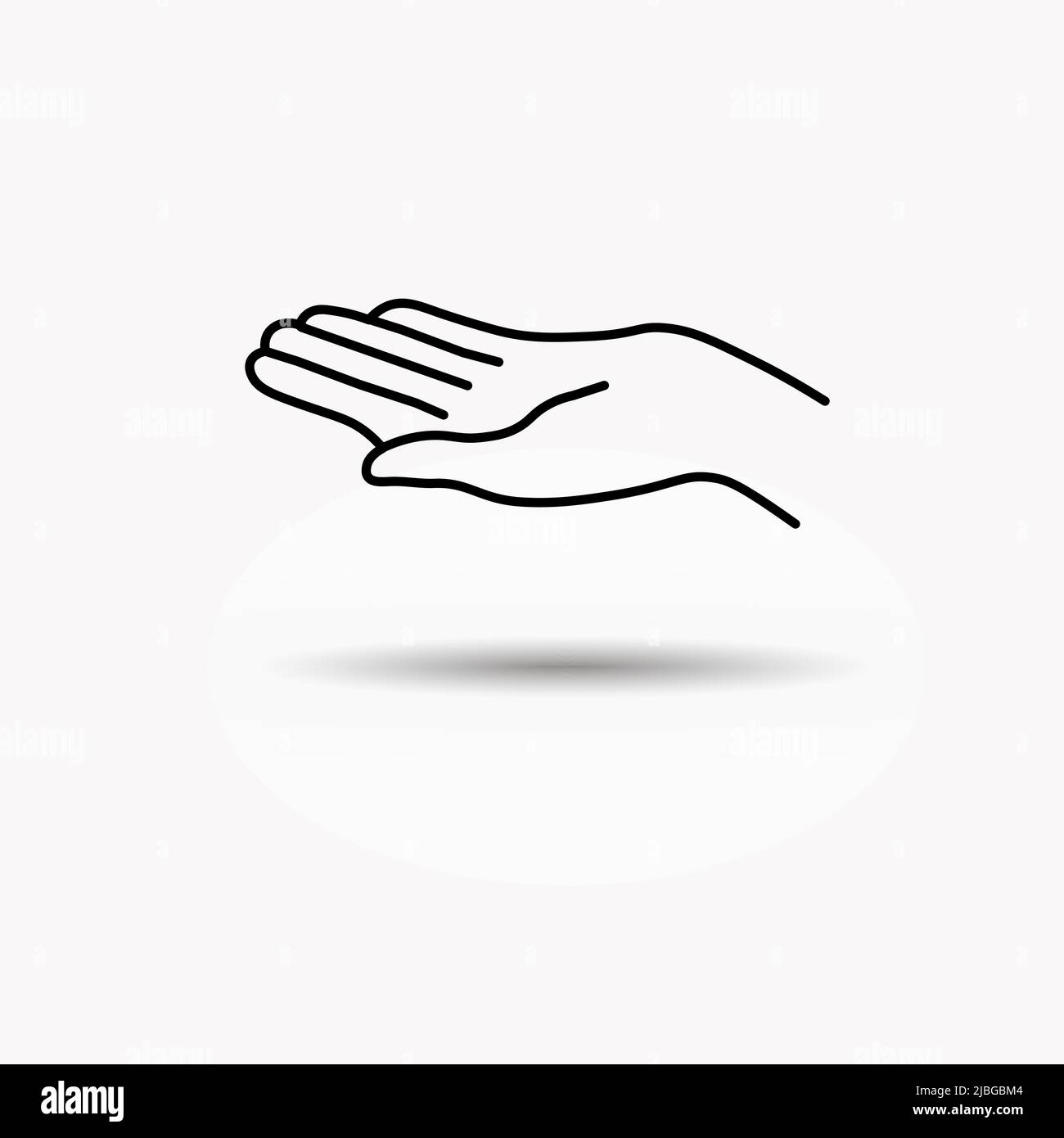 Support hand icon. Line icon- hand symbol vector sign isolated on white ...