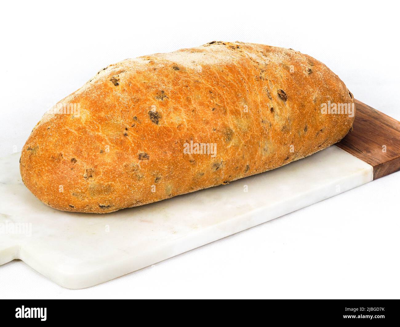 organic multi cereal mediterranean green olives bread bun Stock Photo ...