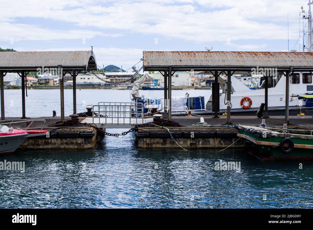 The image of old boat dock in Miyajima (Hatsukaichi shi), Hiroshima ...