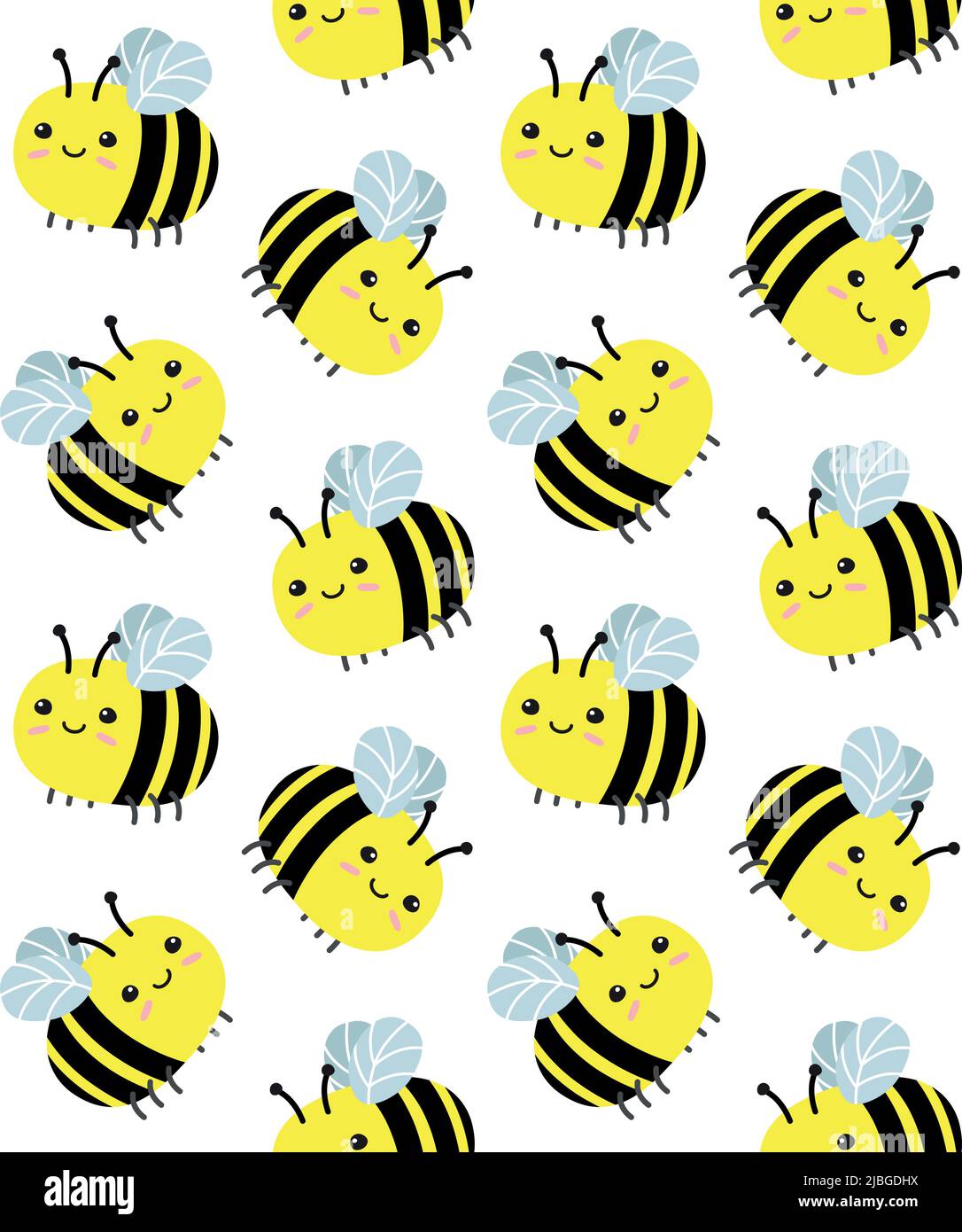 Vector seamless pattern of hand drawn flat bumblebee bee isolated on ...