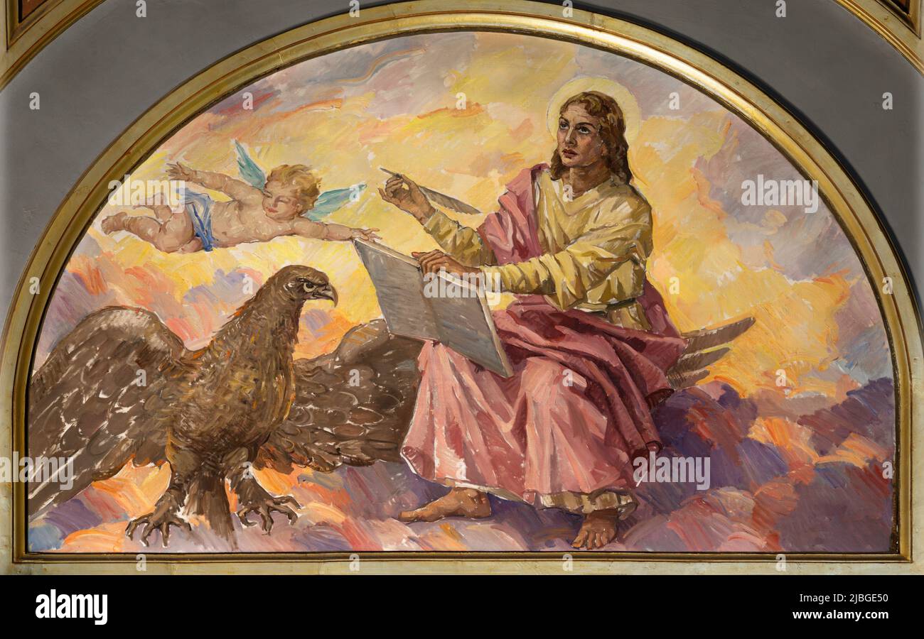 VALENCIA, SPAIN - FEBRUARY 17, 2022: The painting St. john the ...