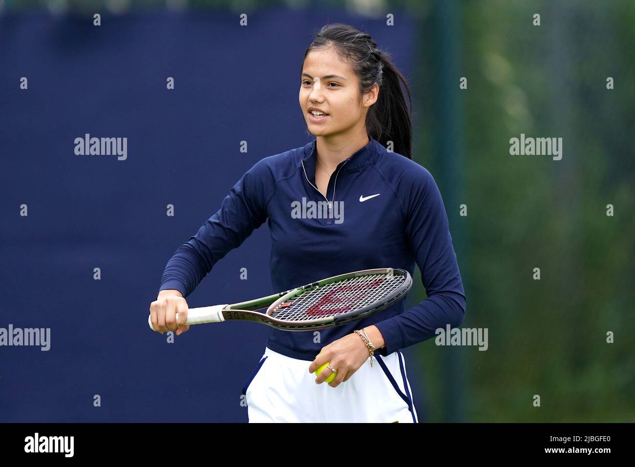 Great Britain's Emma Raducanu training on day three of the Rothesay ...