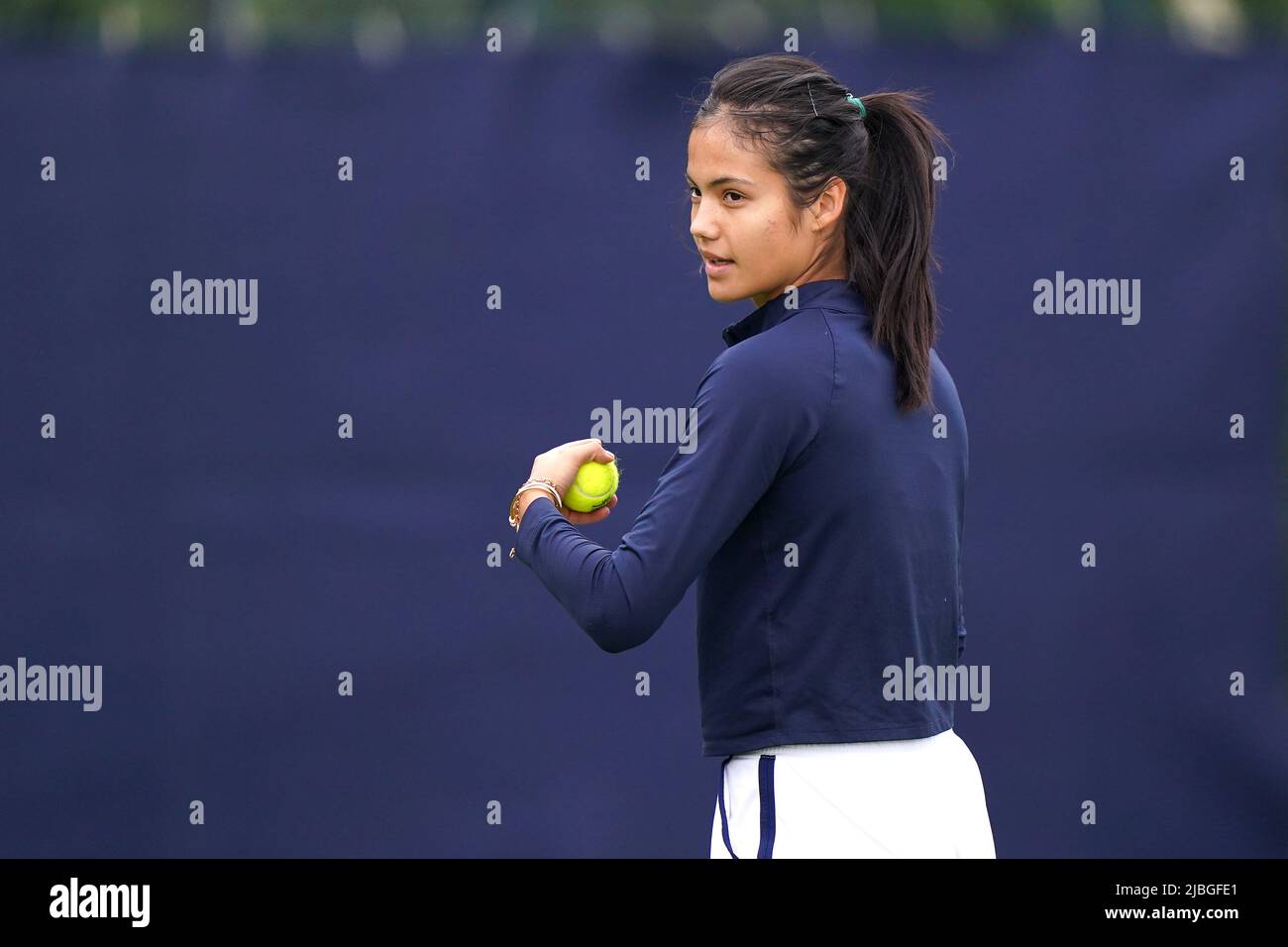 Great Britain's Emma Raducanu training on day three of the Rothesay ...