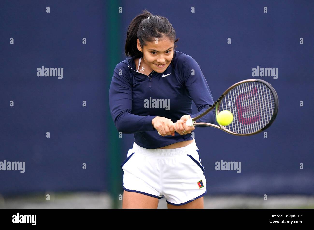 Great Britain's Emma Raducanu training on day three of the Rothesay ...