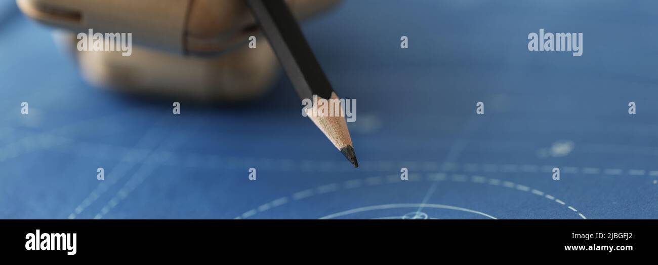 Blue paper with plot plan Stock Photo - Alamy