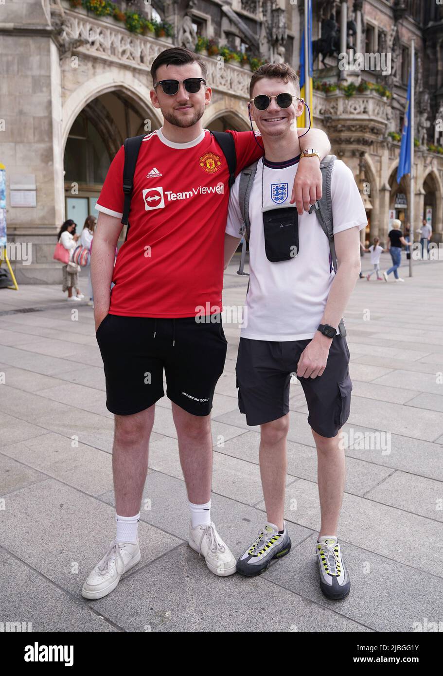 England fans Lewis Kenyon (left), 22, from Rochdale, Greater Manchester ...