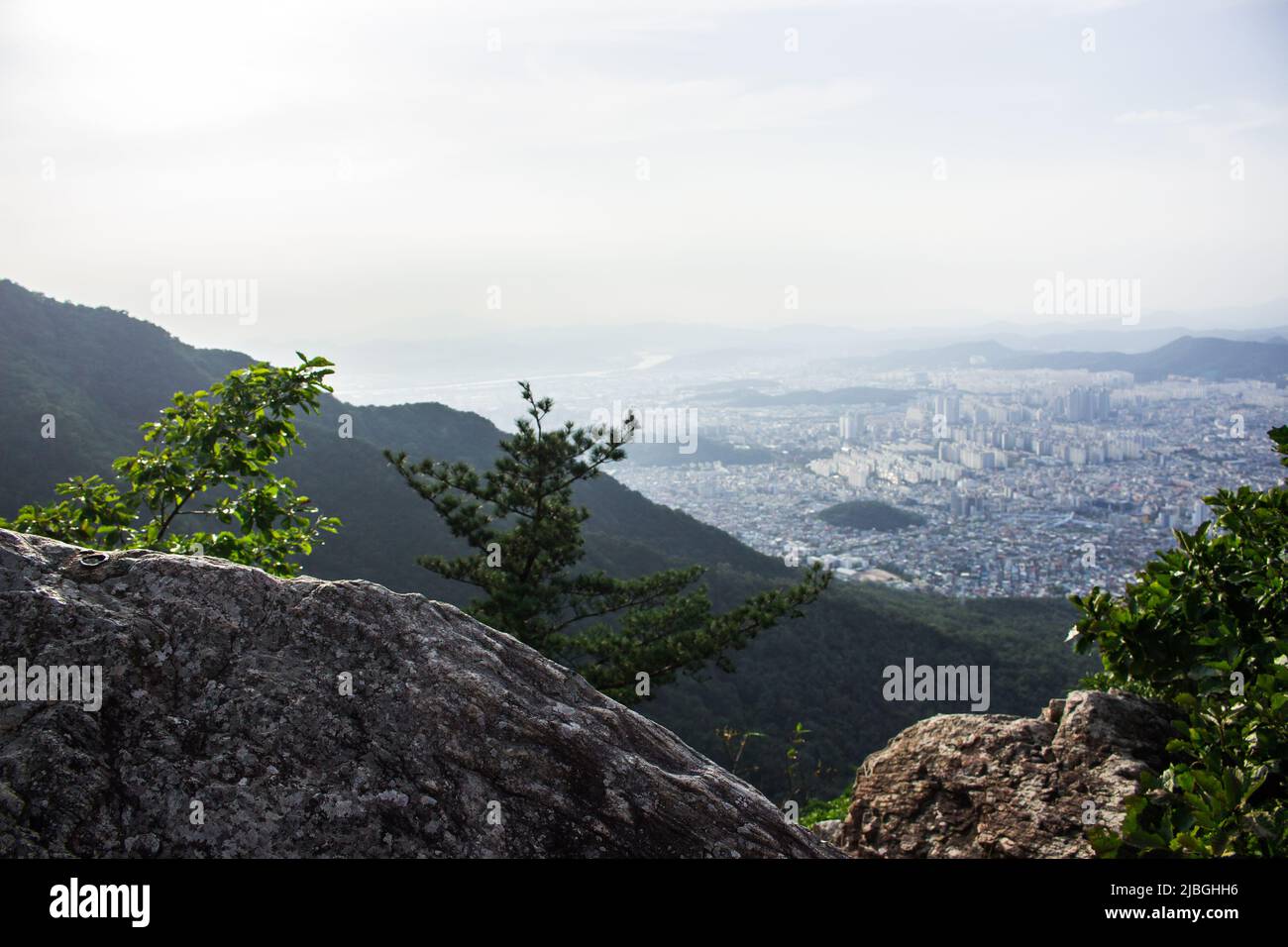 The image of cityscape from the top of Apsan mountain in Daegu, Korea ...