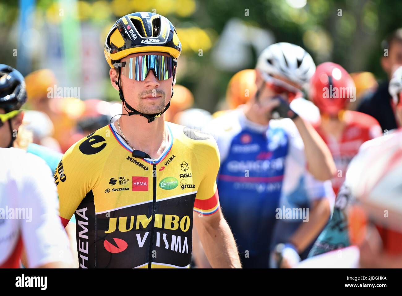 Charensac, France, 06 June 2022. Slovenian Primoz Roglic of Jumbo-Visma ...