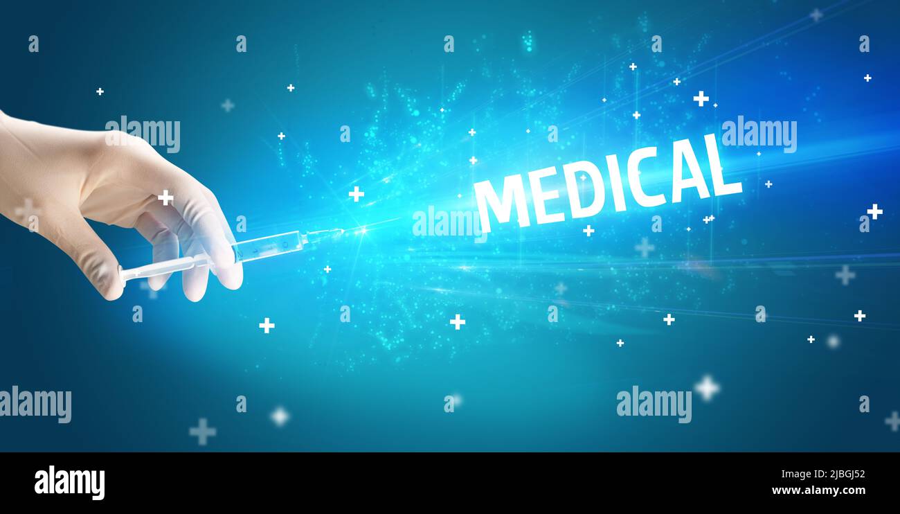 Syringe, medical injection in hand Stock Photo - Alamy