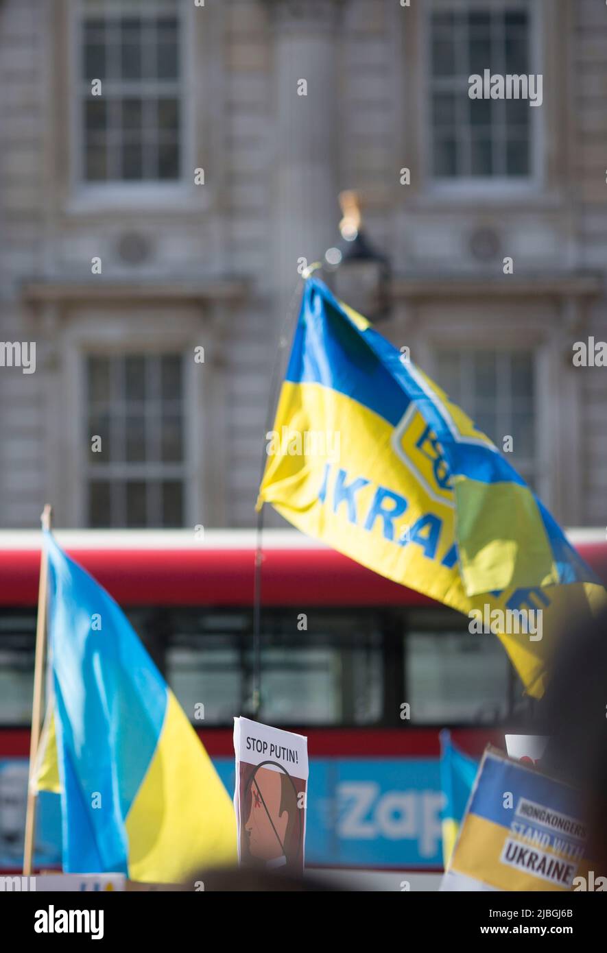 Participants gather during the ‘Stand with Ukraine!’ protest in support ...